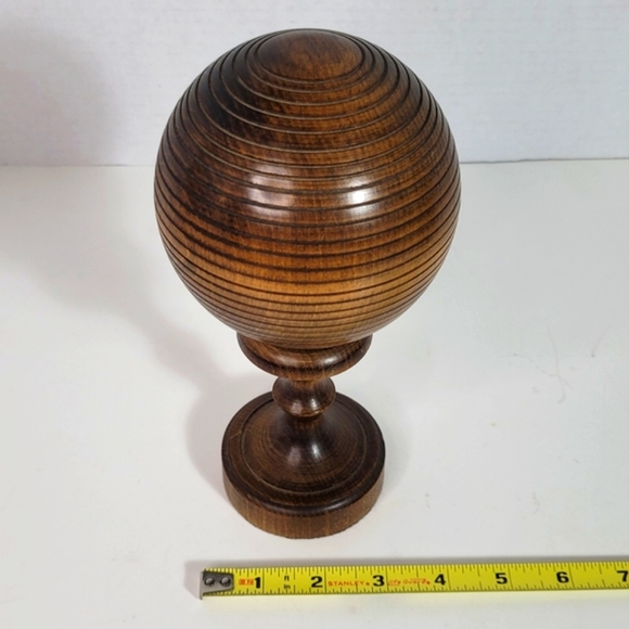 Art | Vintage Carved Wood Sphere With Pedestal Rare Unique Beautiful ...